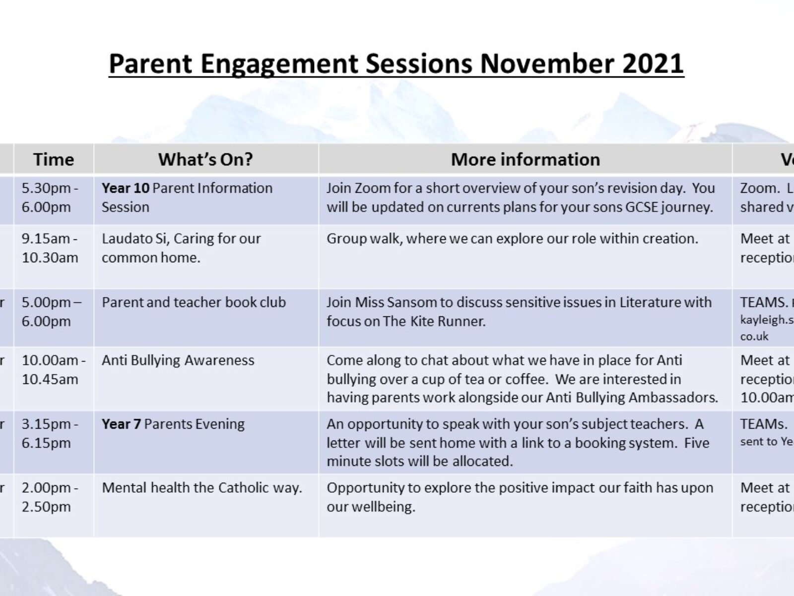 Parent Engagement Sessions - St. Aidan's Catholic Academy St. Aidan's ...